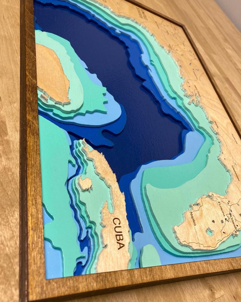 Gulf of Mexico 3D Wood Map: Eight-layer Engraved City Map - Etsy