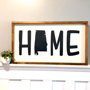 HOME Wood Framed Sign With Customizable State Logo - Etsy