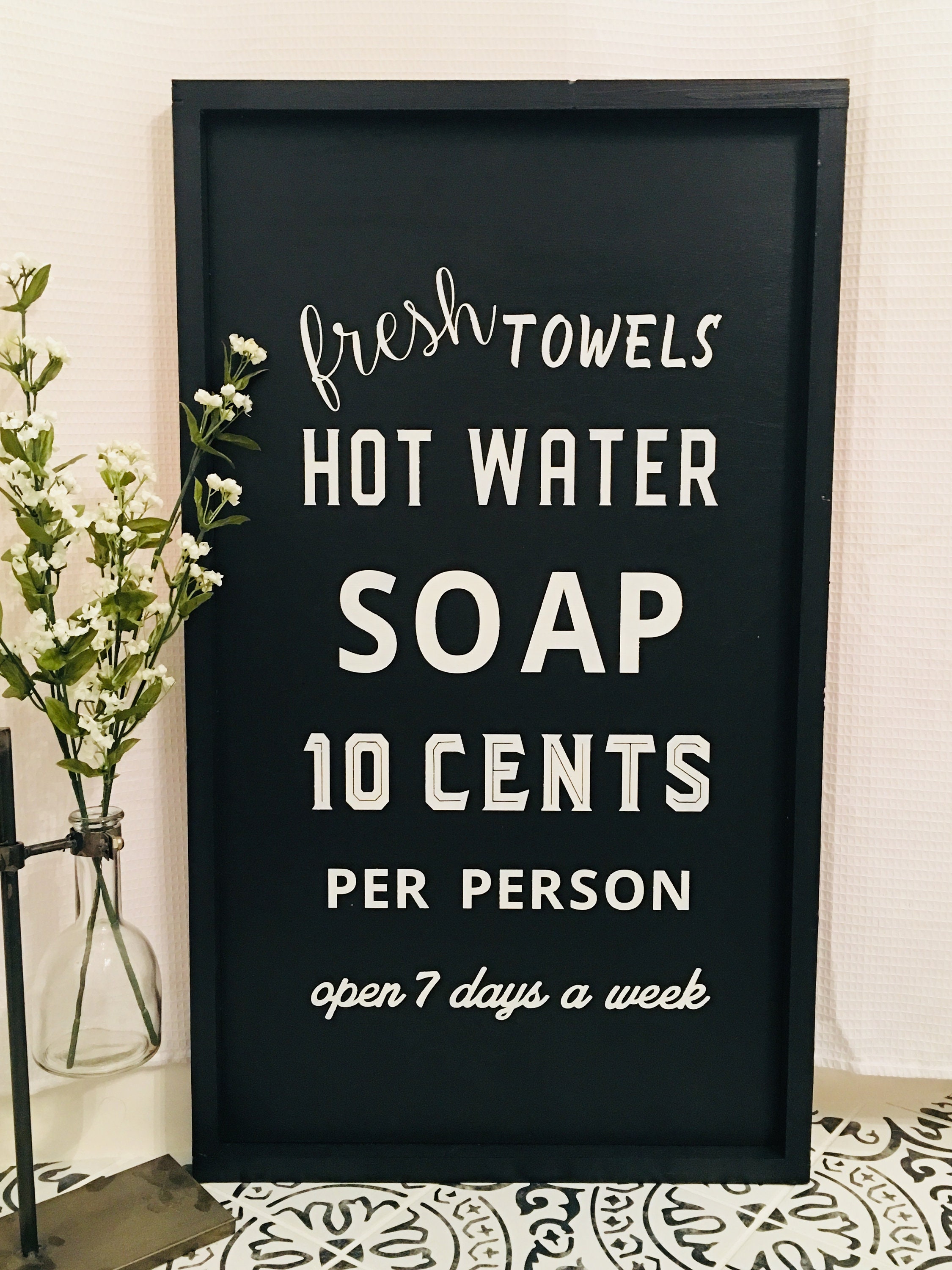 Fresh soap and water bathroom sign five cents hand towels | Etsy