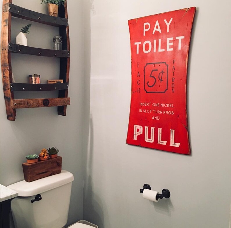 Pay Toilet 5 Cents Bathroom Decor Sign Farmhouse Style Wood - Etsy