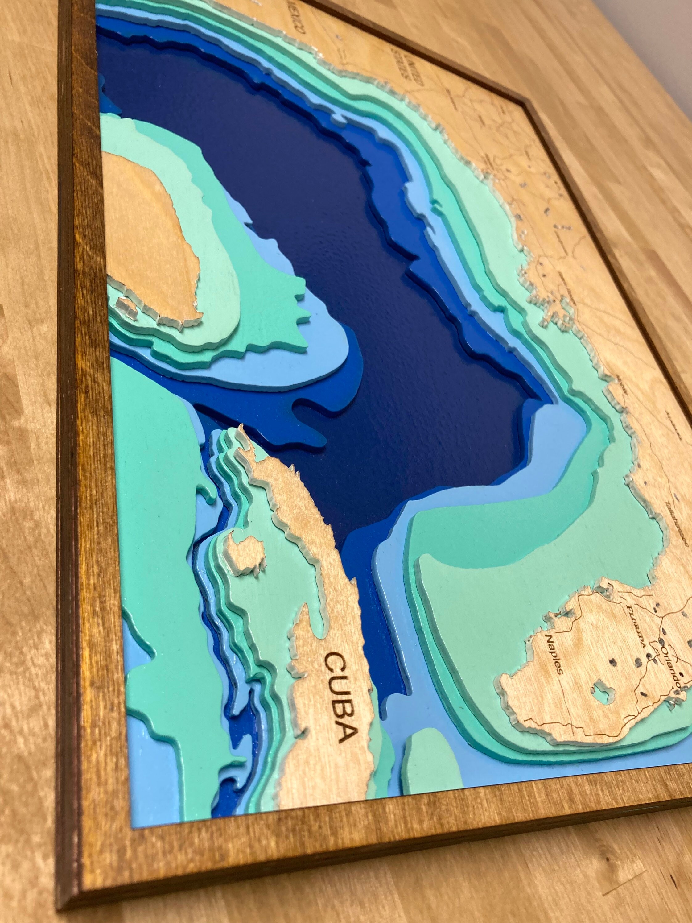 Gulf of Mexico 3D Wood Map: Eight-layer Engraved City Map - Etsy