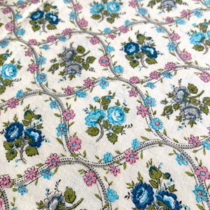 Vintage Blue / Pink Arabesque Floral Pattern Fabric, 2 Yds - Etsy Canada