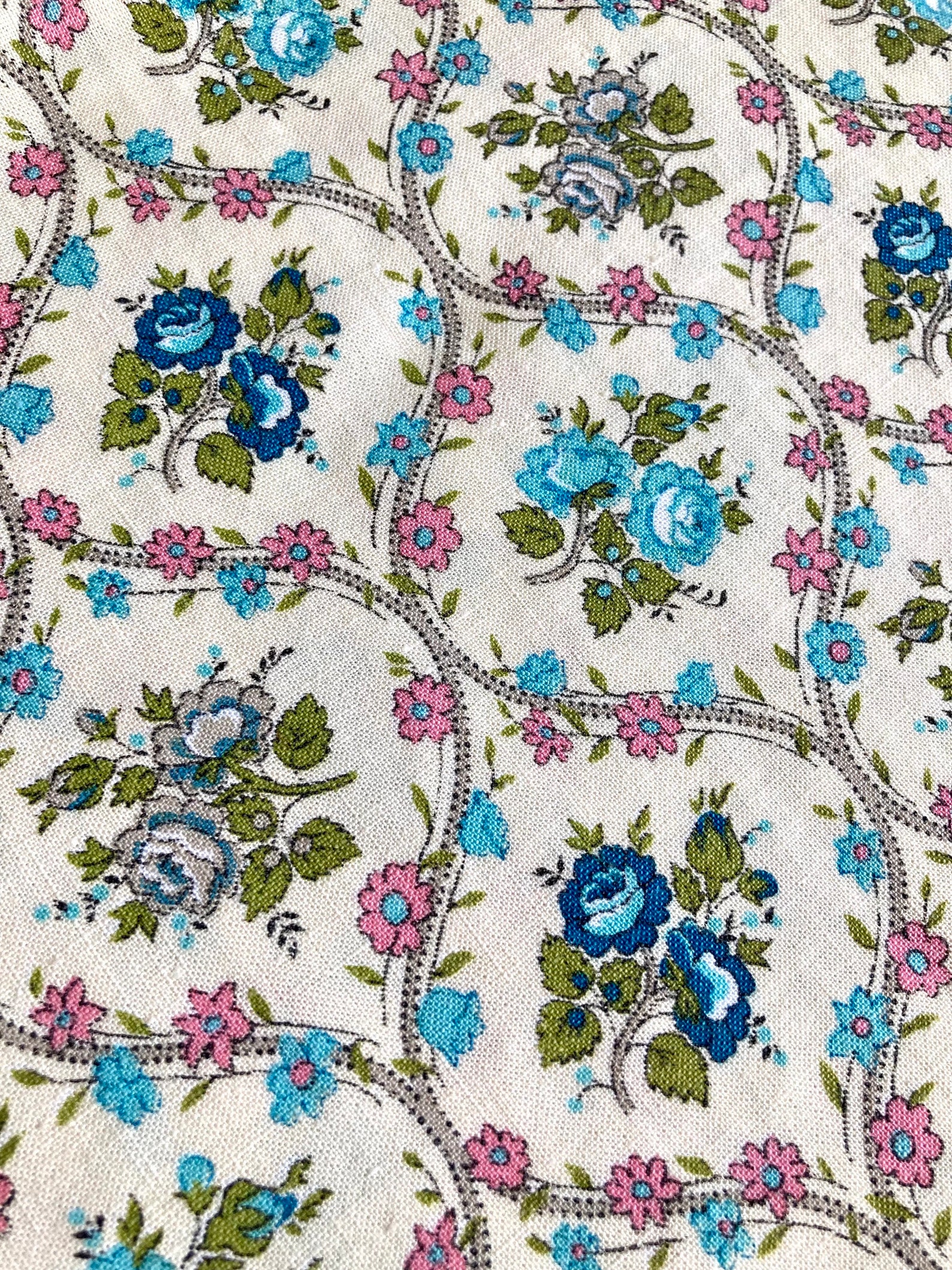Vintage Blue / Pink Arabesque Floral Pattern Fabric, 2 Yds - Etsy Canada