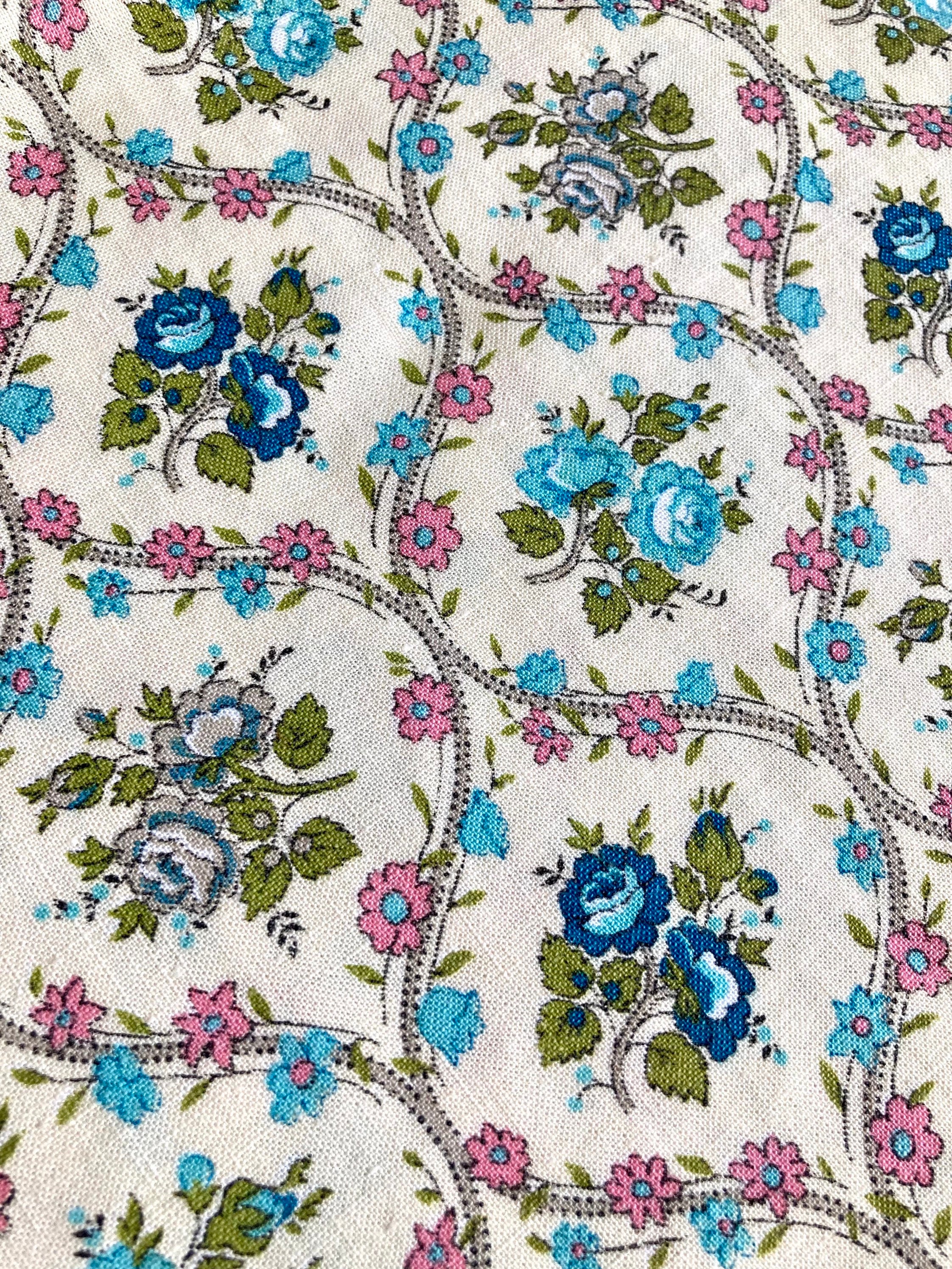 Vintage Blue / Pink Arabesque Floral Pattern Fabric, 2 Yds - Etsy Canada