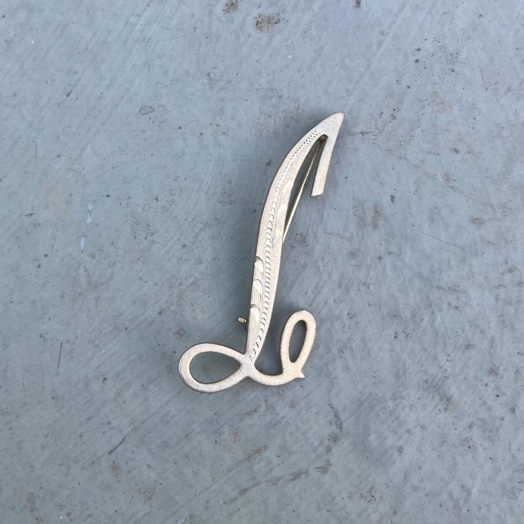 Vintage Letter ‘L’ Brooch - Etsy