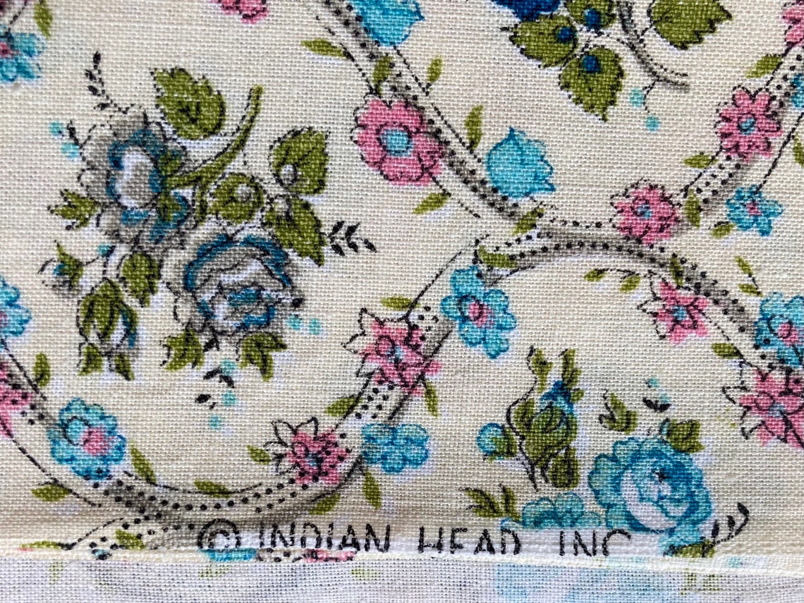 Vintage Blue / Pink Arabesque Floral Pattern Fabric, 2 Yds - Etsy Canada