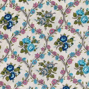 Vintage Blue / Pink Arabesque Floral Pattern Fabric, 2 Yds - Etsy Canada