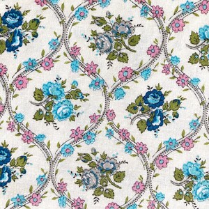 Vintage Blue / Pink Arabesque Floral Pattern Fabric, 2 Yds - Etsy Canada