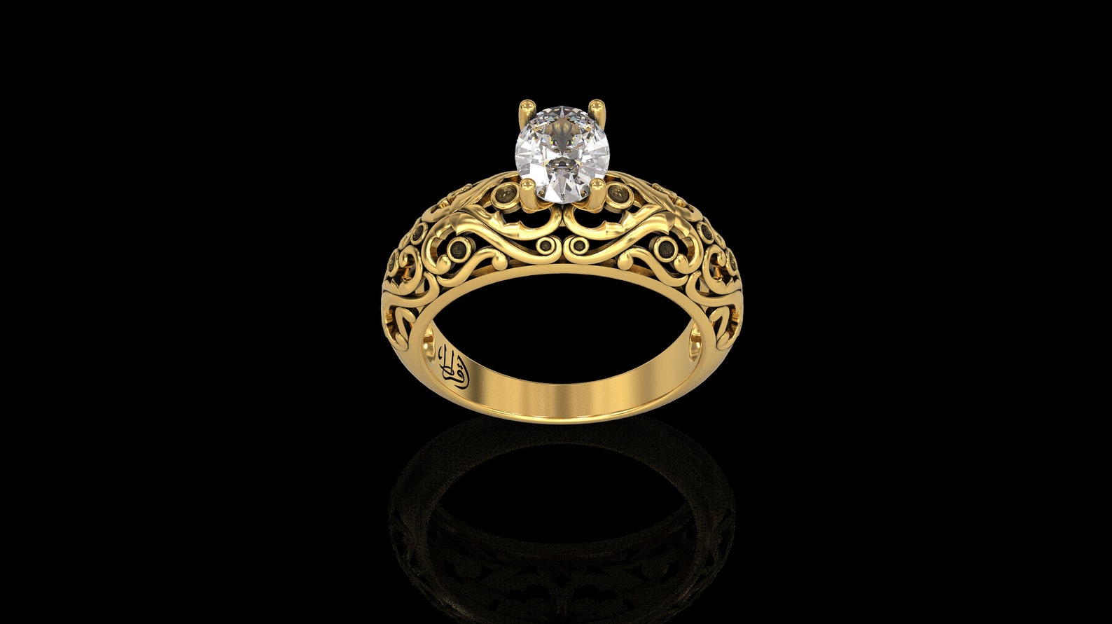 Gold Diamond Arabian Engagement Ring Moissanite Ring Islamic | Etsy