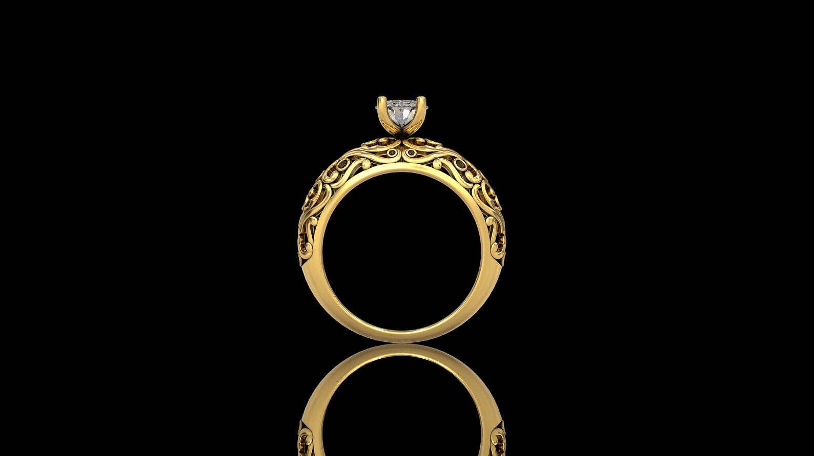 Gold Diamond Arabian Engagement Ring, Moissanite Ring, Islamic Ring ...