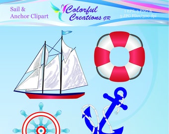 Nautical Clipart Clip Art Anchor Clipart Whale Clipart - Etsy