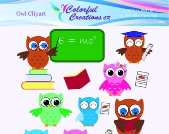 Back to School Owls Clip Art Vector Graphics Digital Clip - Etsy