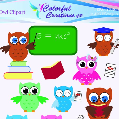 School Owls Clipart personal and Limited Commercial Use Owls - Etsy