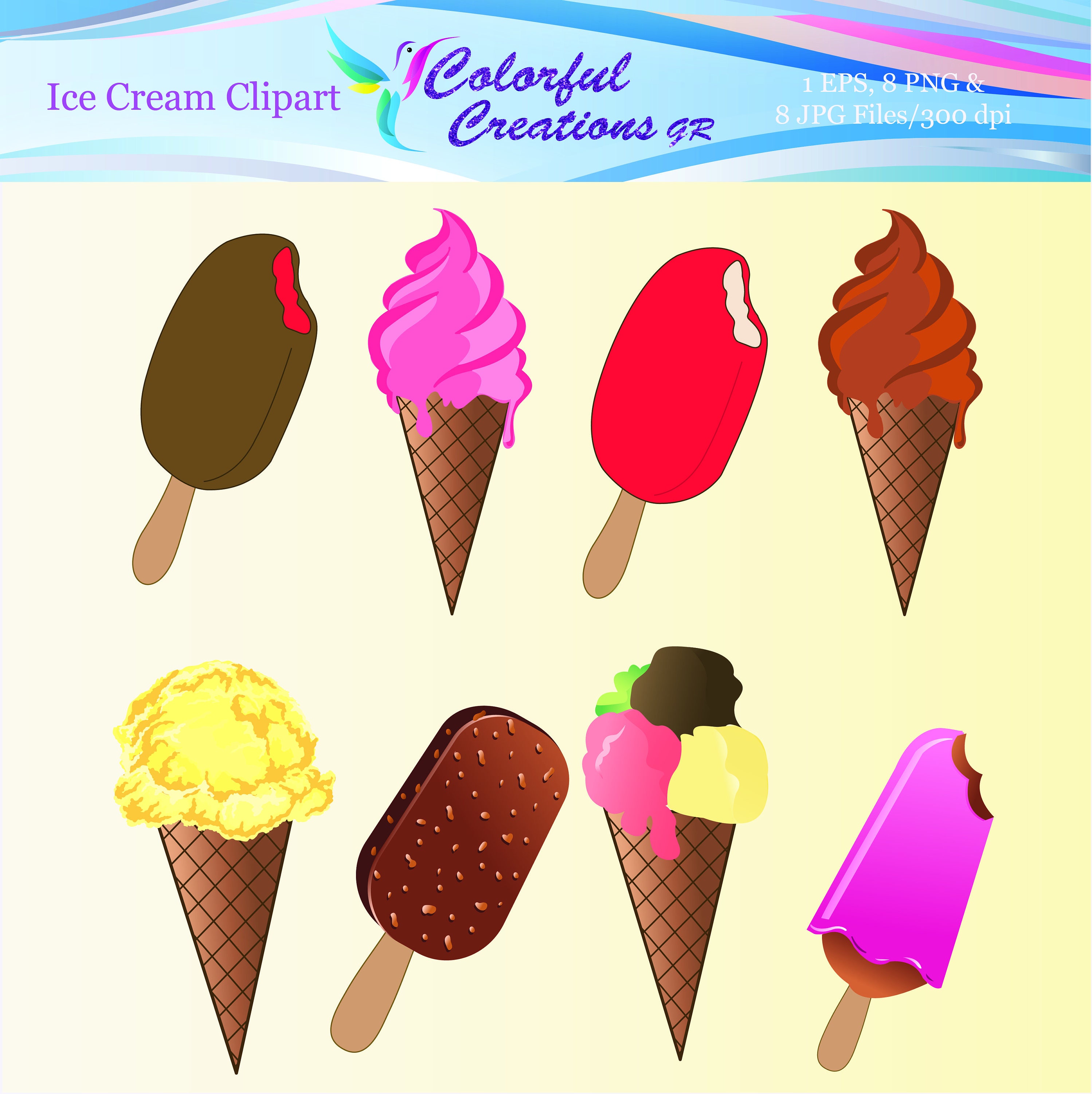 Popsicle Ice Cream Clipart Cartoon