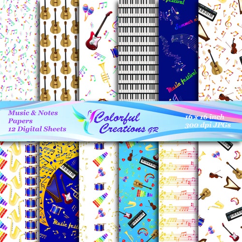 Music Sheets Digital Papers Musical Notes for Digital - Etsy