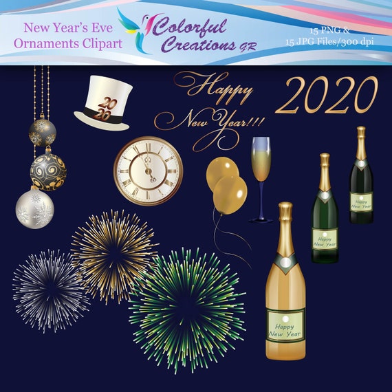 Happy New Year Hat Clip Art And Clock