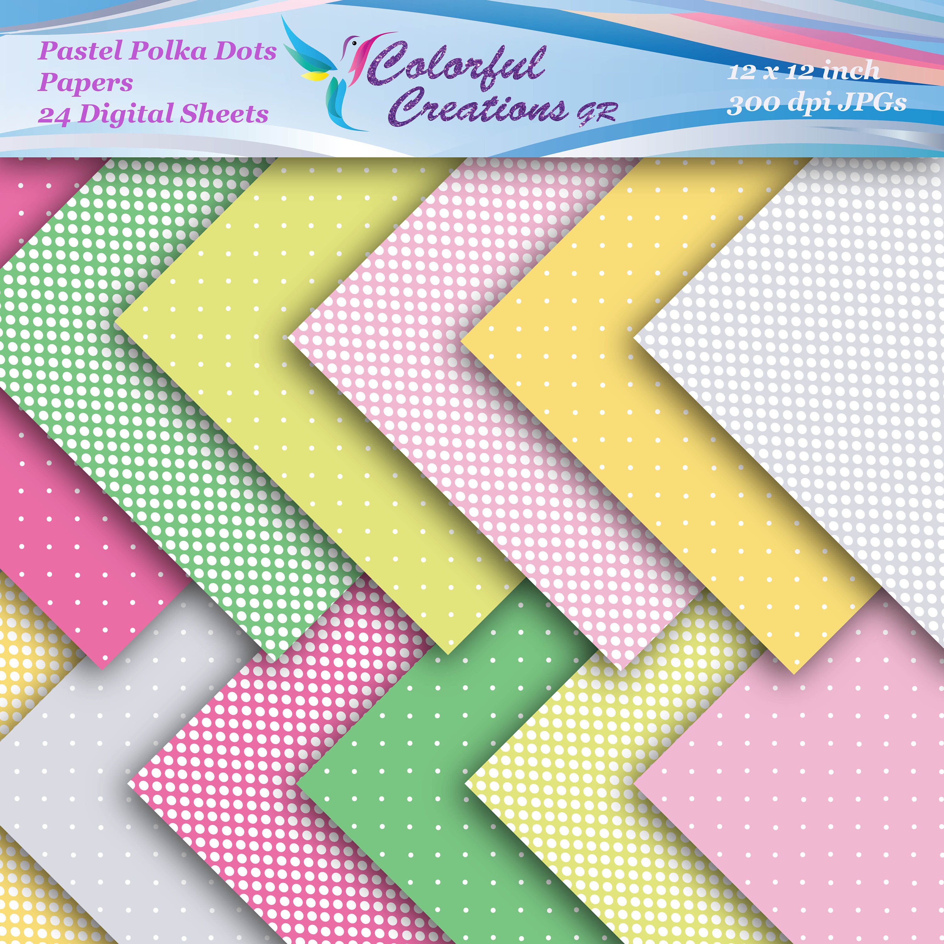 Pastel Polka Dots Set Digital Papers Scrapbook Paper - Etsy Singapore