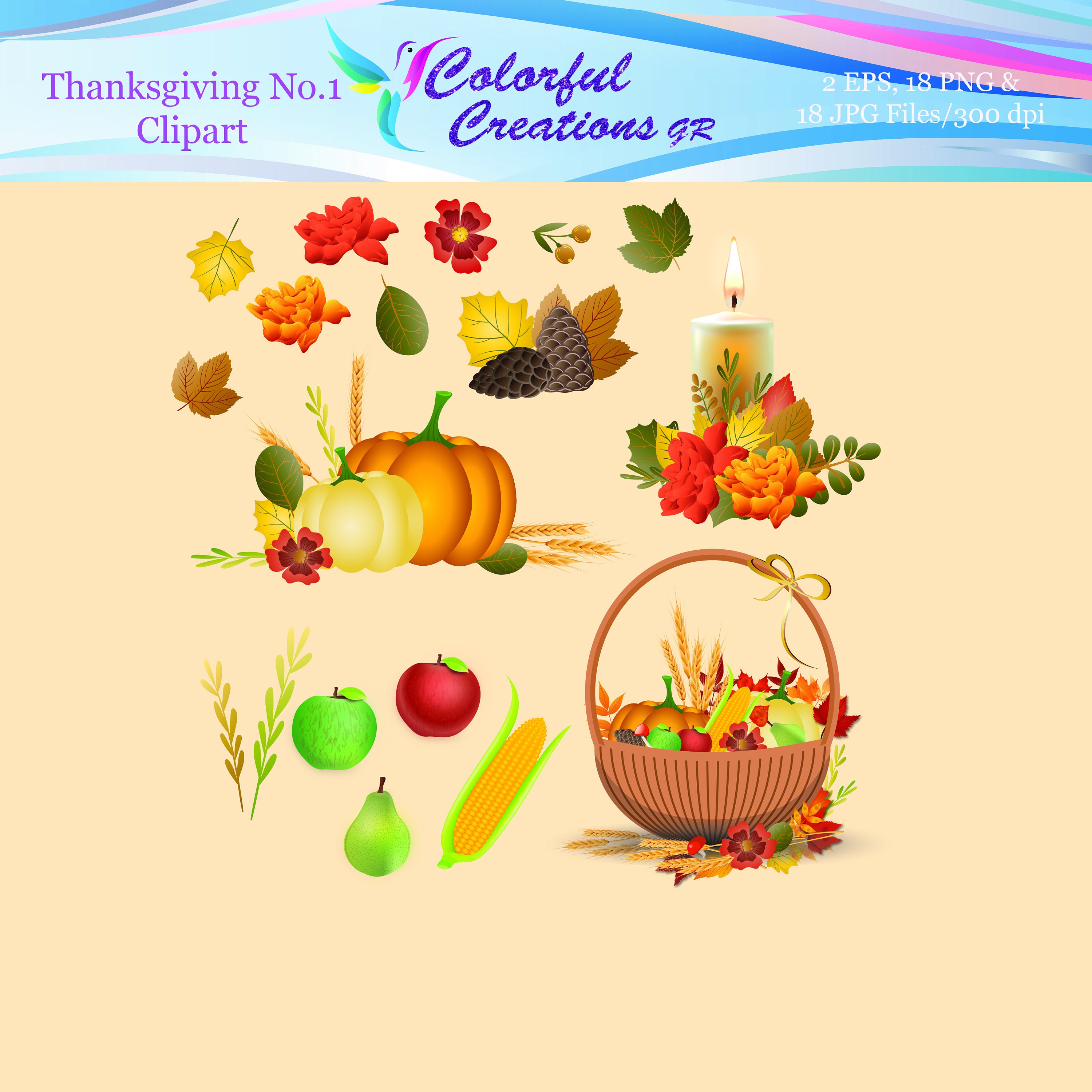 Thanksgiving Digital Clipart Fall Digital Clipart Pumpkins - Etsy
