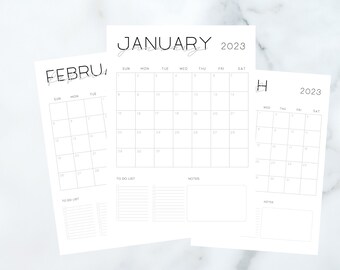 2024 Monthly Calendar, to Do List, Notes, Cute Icons, Printable ...