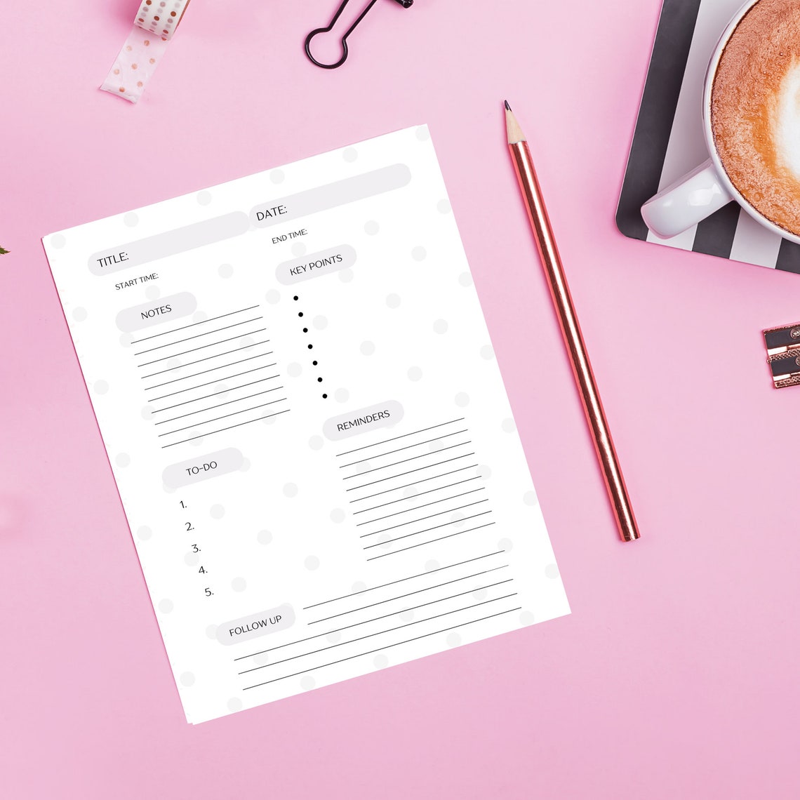 Meeting Notes Template | Digital or Downloadable PDF | Notes, Tasks, To ...