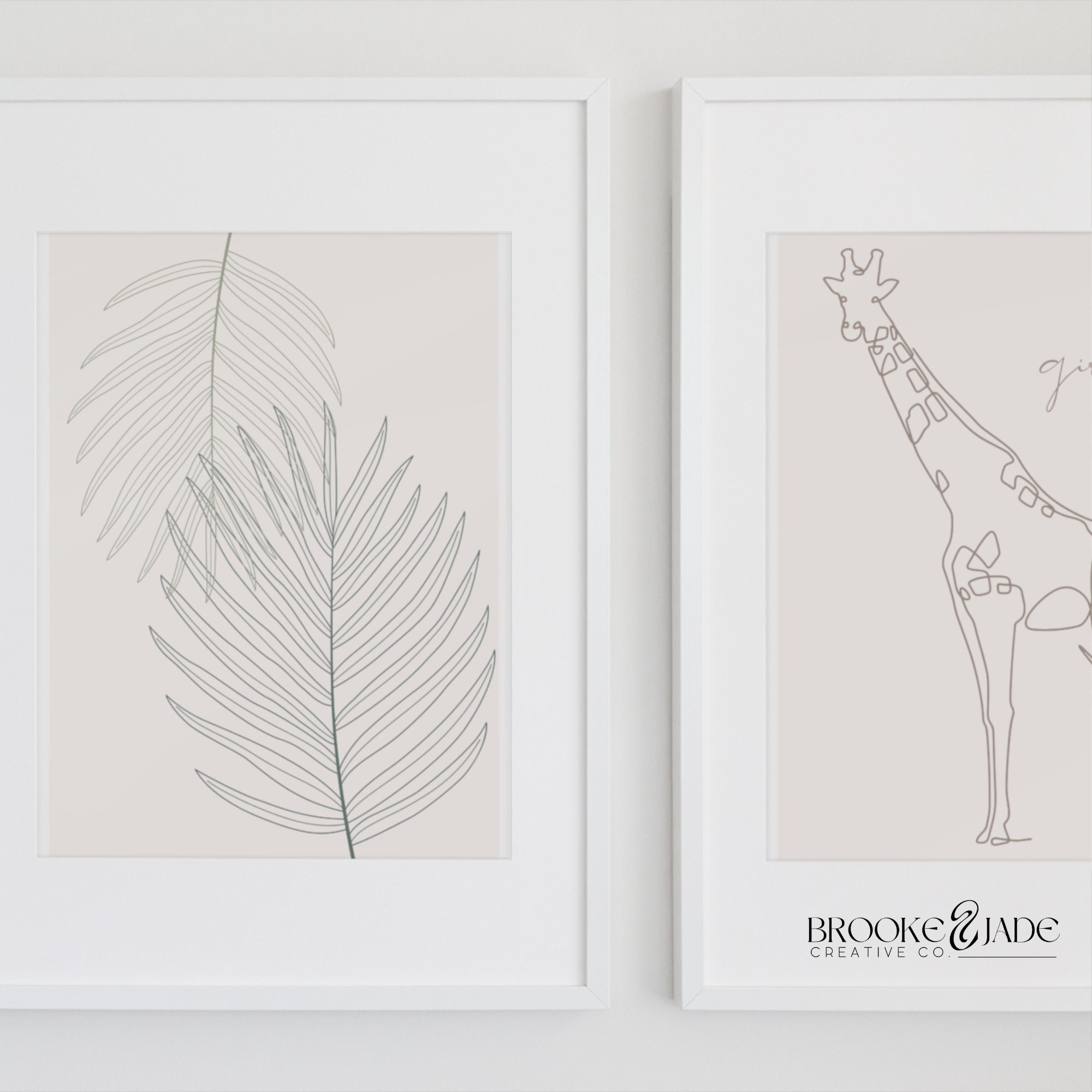 Simple Jungle Themed Line Art Printable Wall Art Digital Download With ...