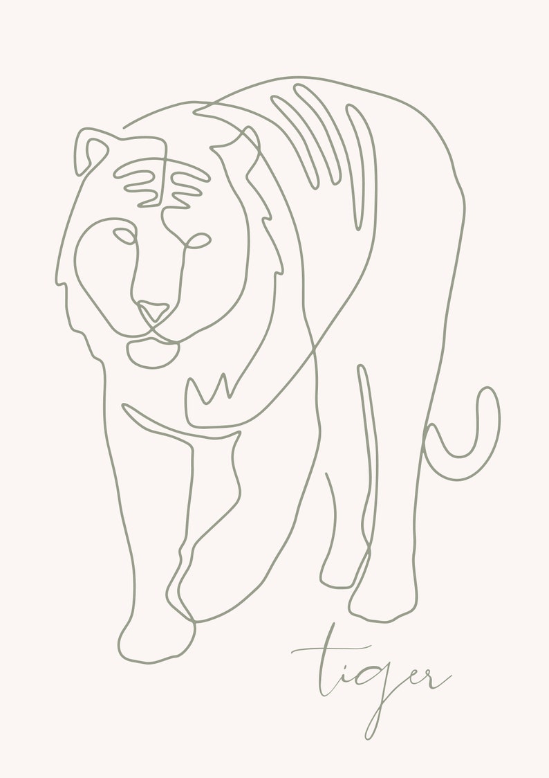 Simple Jungle Themed Line Art Printable Wall Art Digital - Etsy