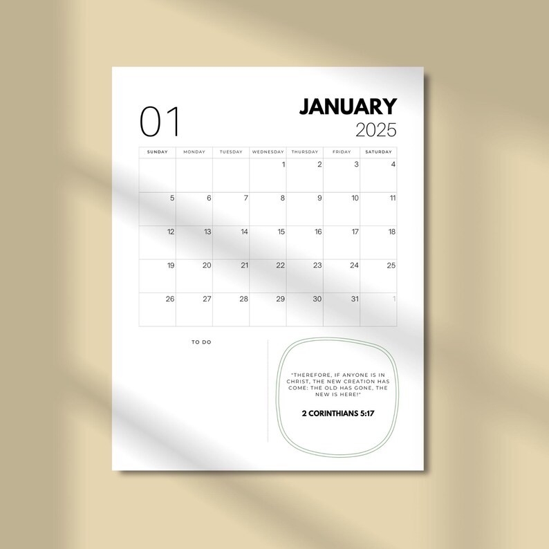 2025 Minimal Bible Verse Calendar | Monthly Boho-style Calendar PDF ...