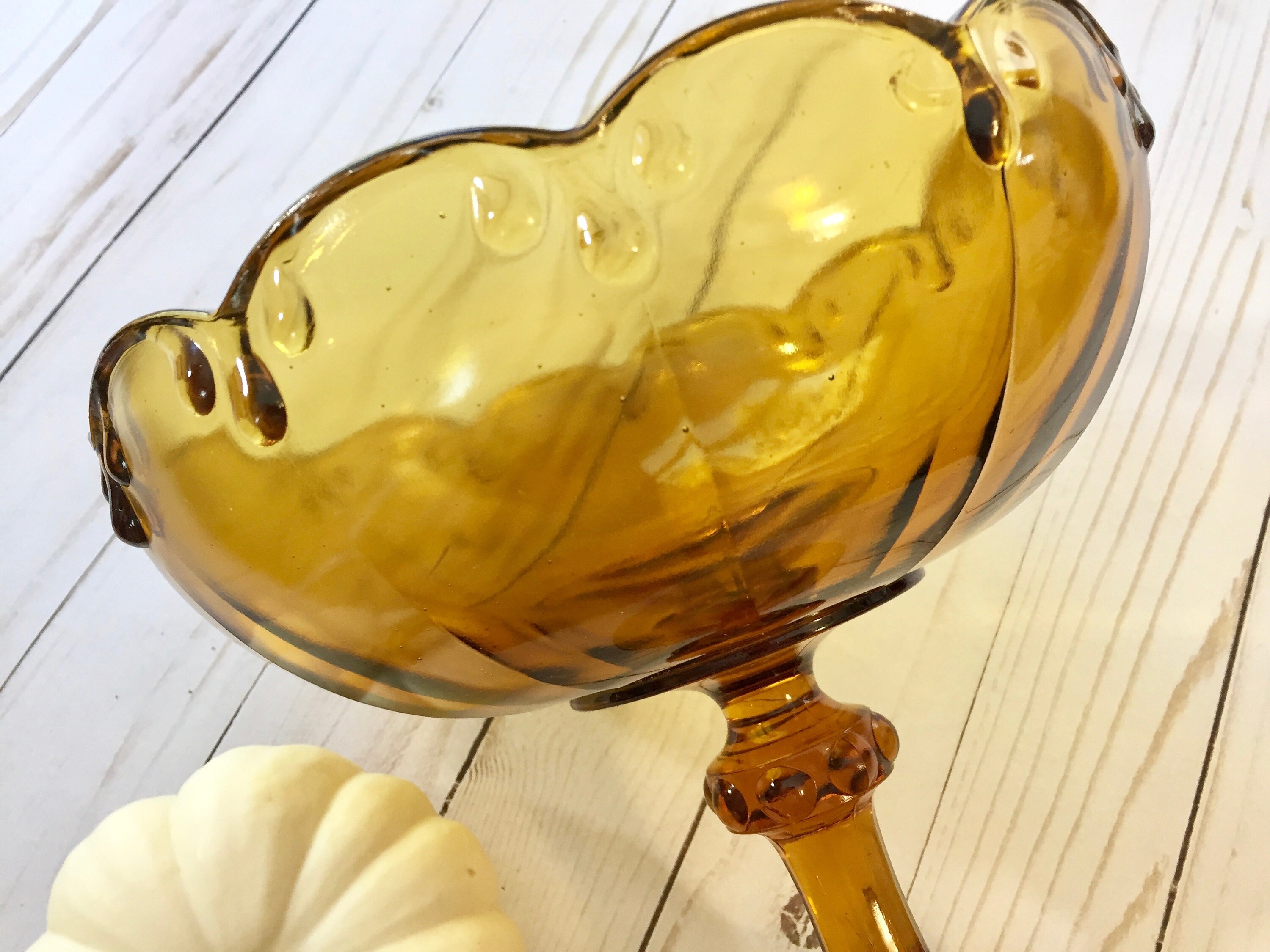 Vintage Indiana Glass Amber Garland Compote Orange Footed Dish - Etsy