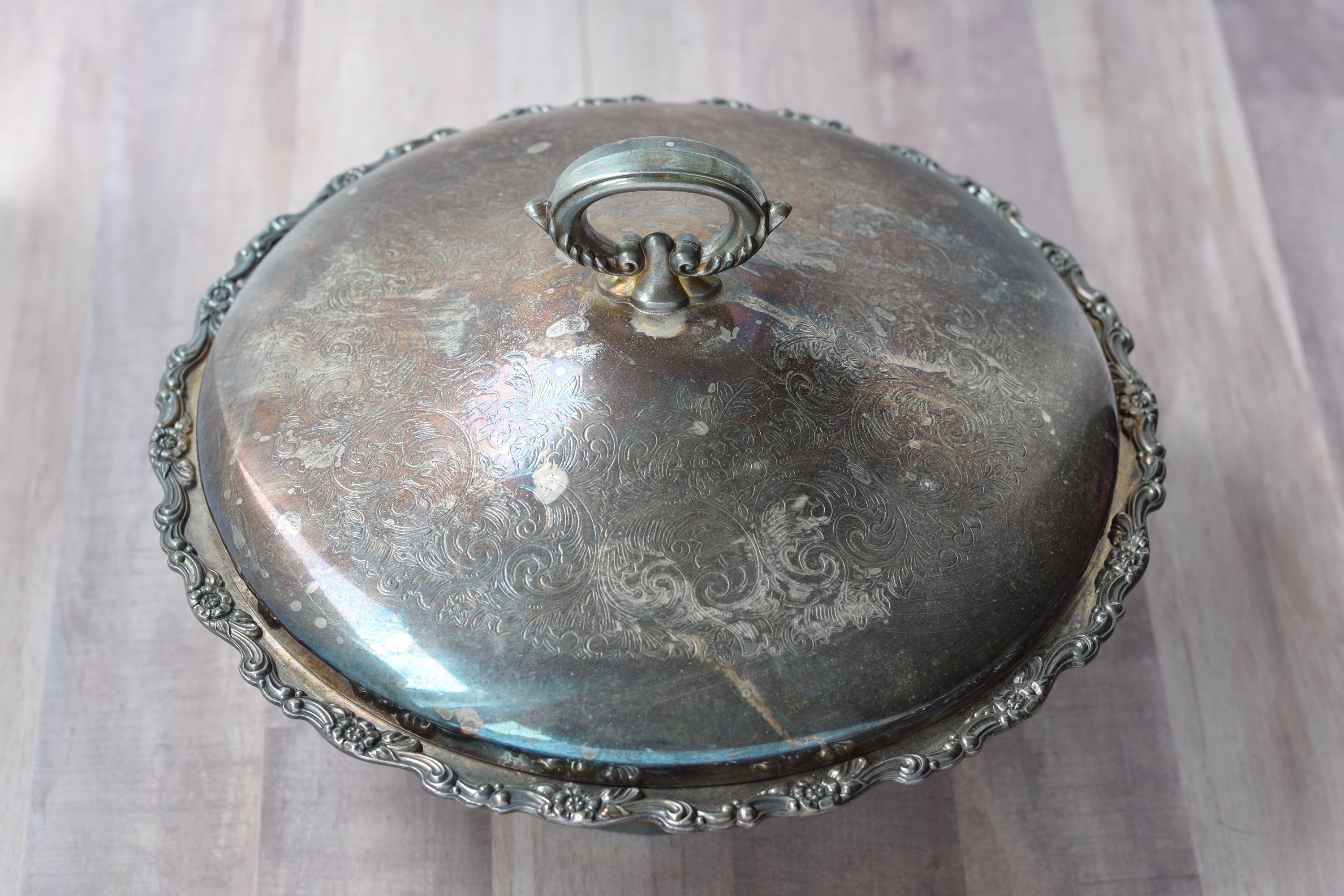 WM A. ROGERS Silverplate Covered Serving Bowl| Large Casserole With Lid ...