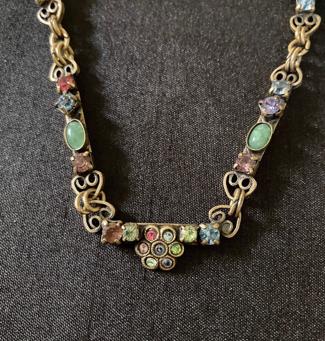 Mary Demarco Lacontessa Antique Gold Finish on Pewter Vintage Necklace ...