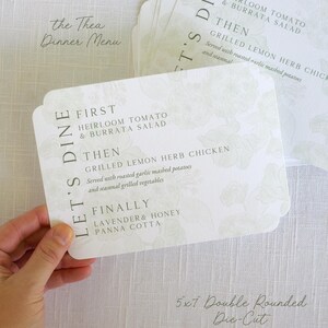 The Thea | Die-cut Dinner Menu – Semi-custom Watercolor Wedding Menu ...