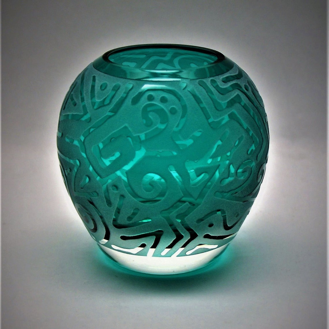 Hand Blown Glass Rose Bowl Etsy