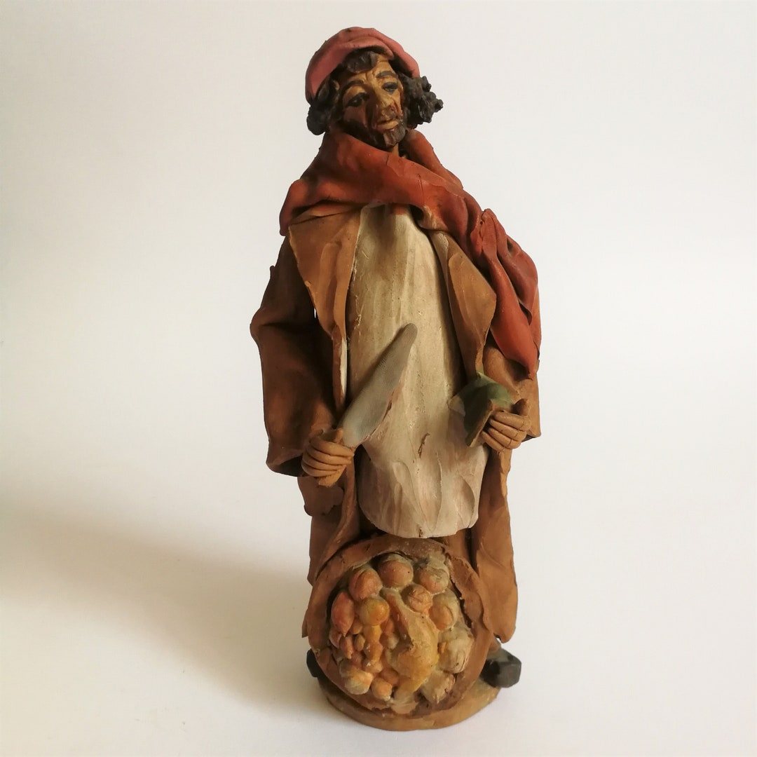Artisanal Artistic Statue in Hand-painted Terracotta / Old Rustic ...