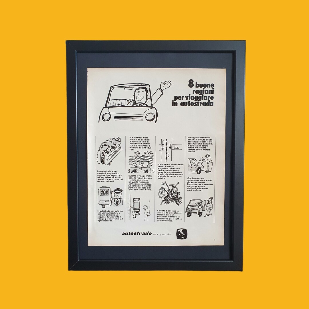 Original Vintage Poster Advertising Autostrade S.P.A. 8 Good Reasons to ...