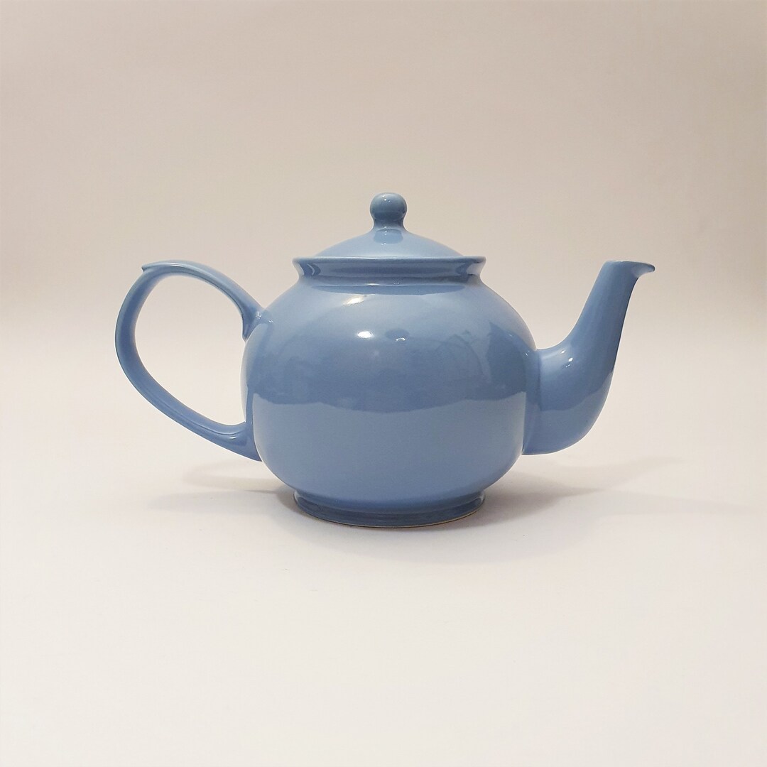 Classic Teapot, Traditional English Vintage Shape, in Blue Glazed ...