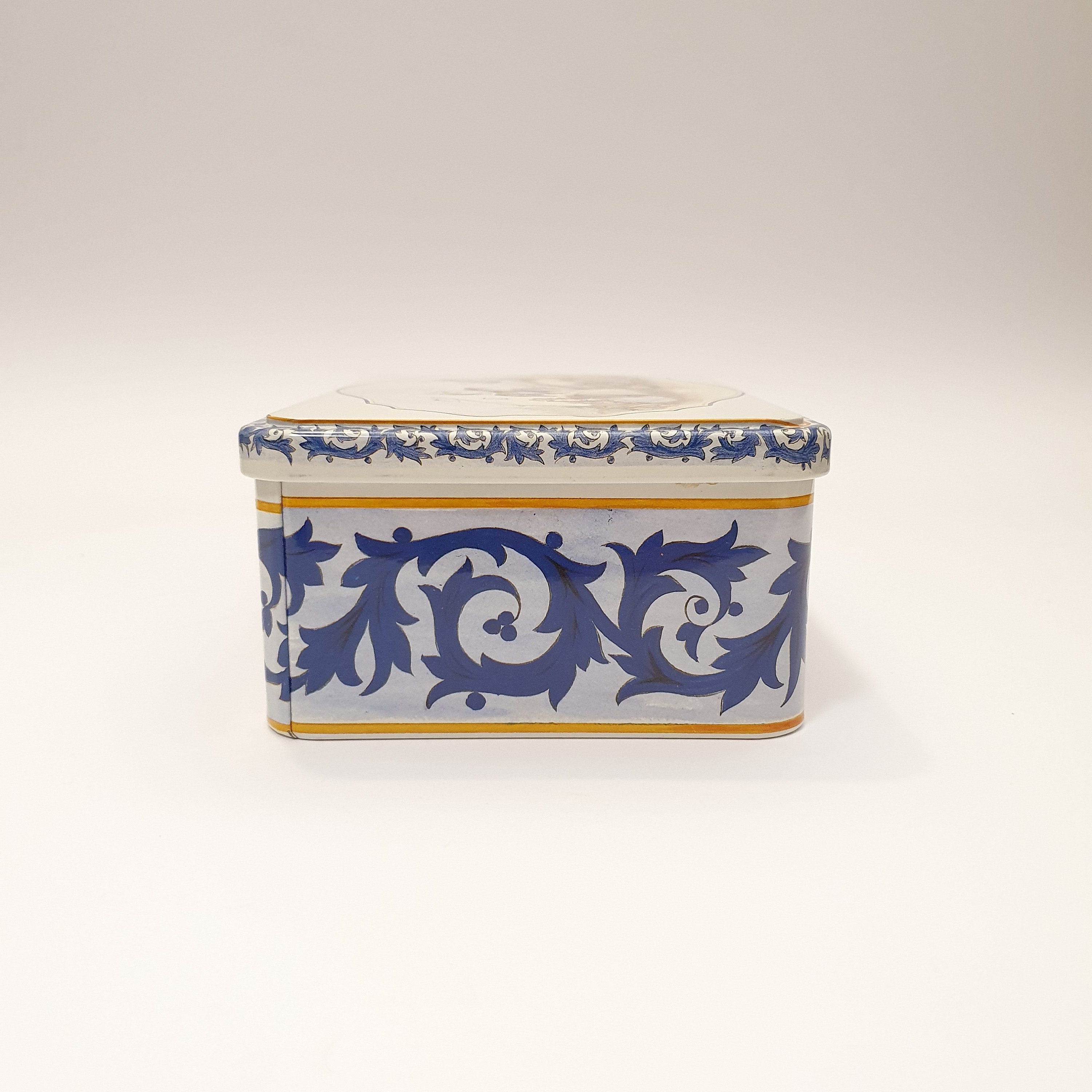 Vintage Tin Box French Massilly With Blue and Yellow Henriot Quimper ...