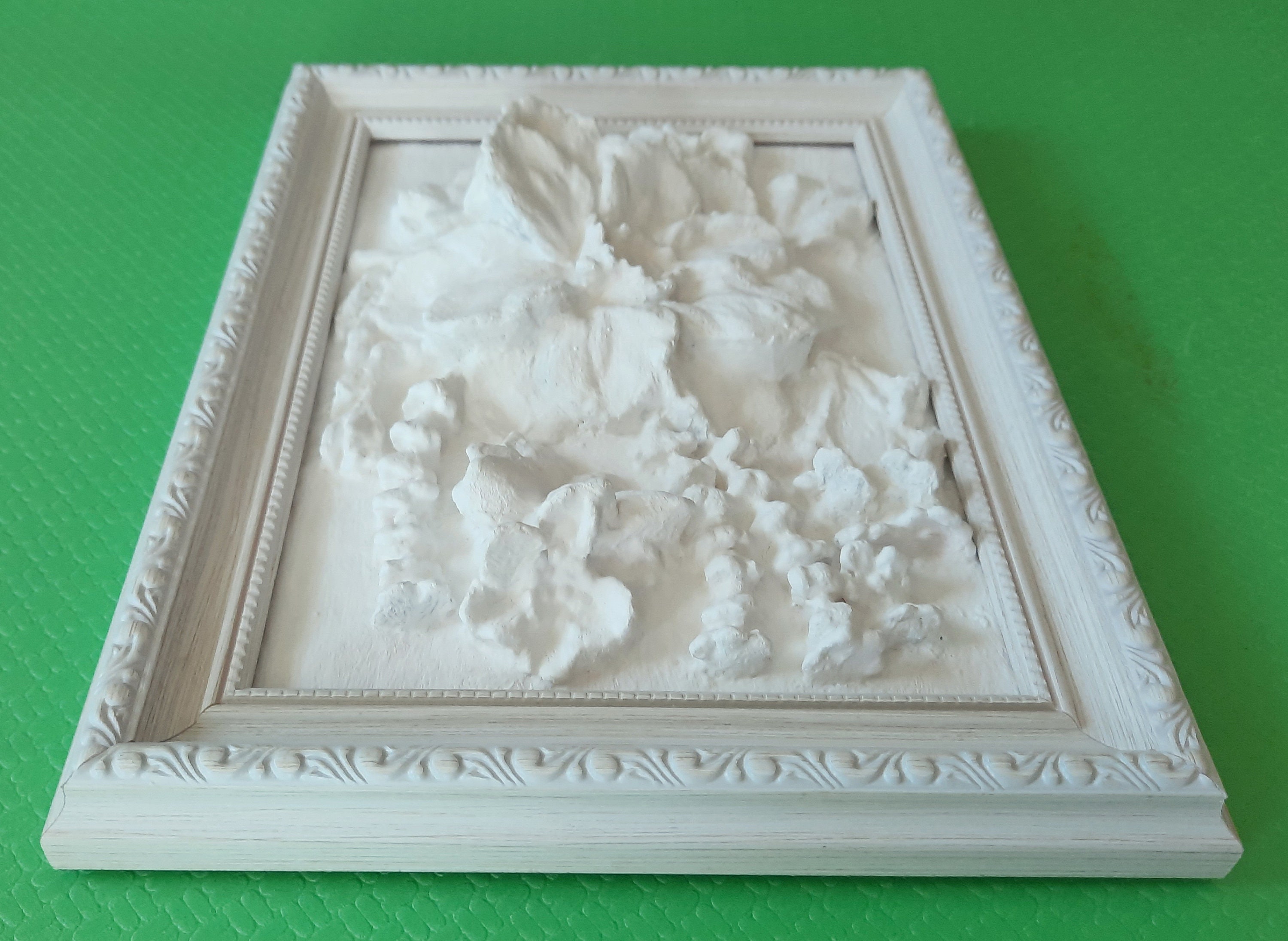 Plaster wall art Botanical sculpture framed wall art Relief 3d | Etsy