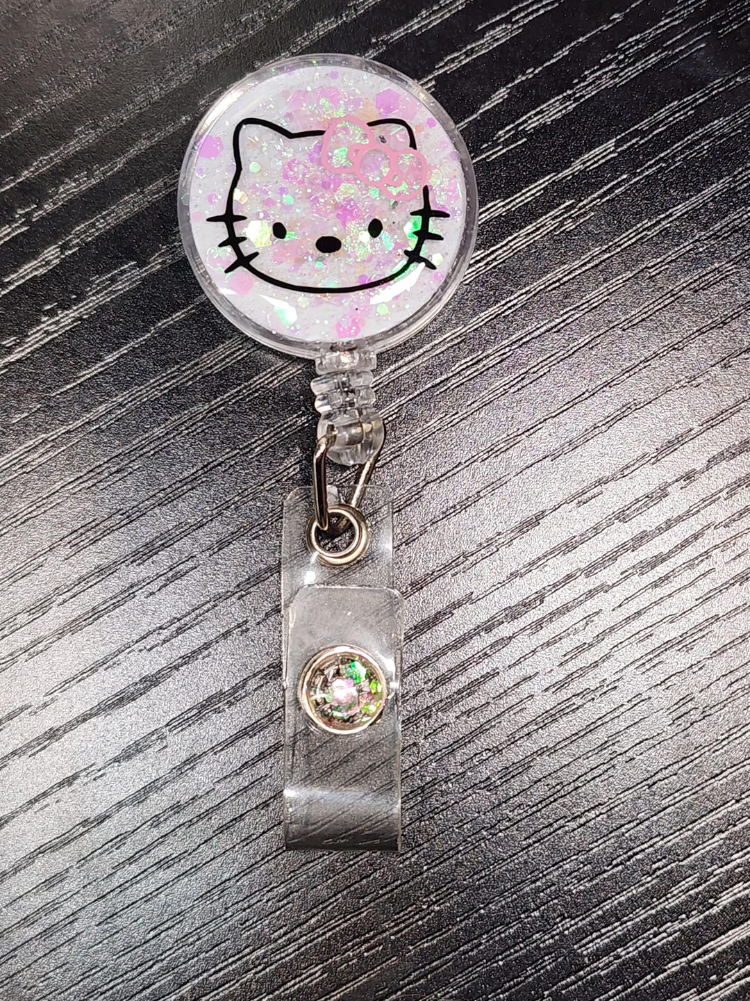 Hello Kitty Glitter Retractable ID Badge Real Holder - Etsy