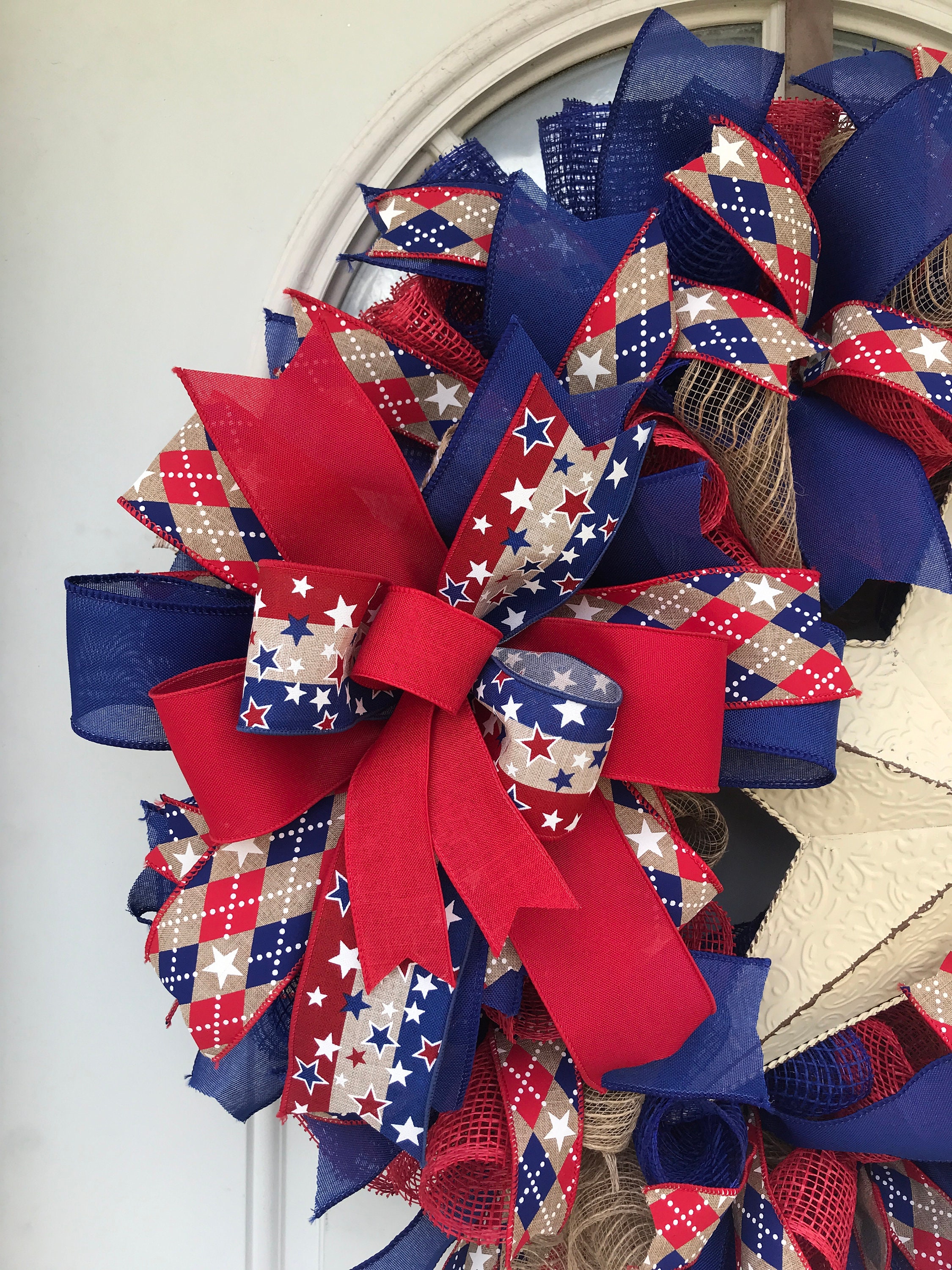 Primitive Star-spangled Wreath, Rustic Metal Star Wreath, Primitive Red ...