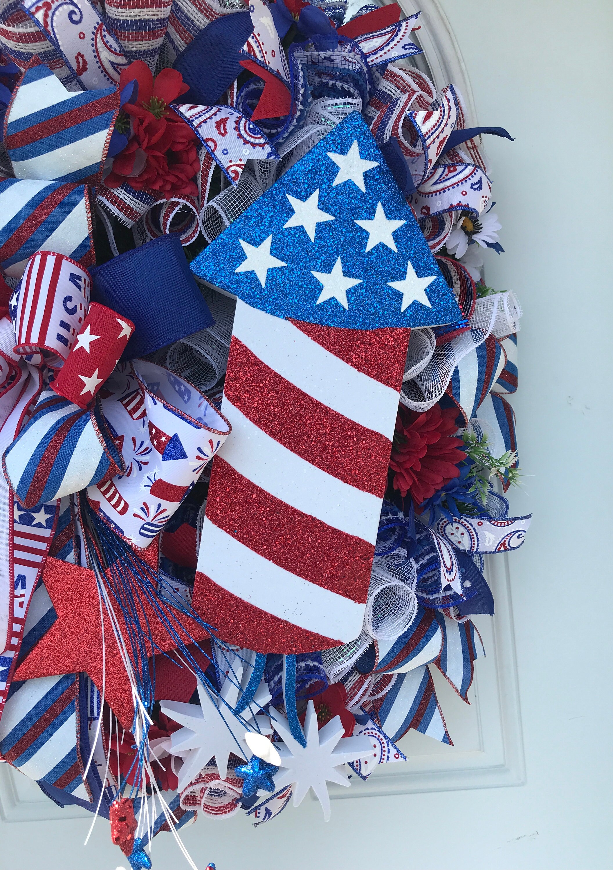 4th of July Wreath, Firework Decoration, Independence Day, Stars ...