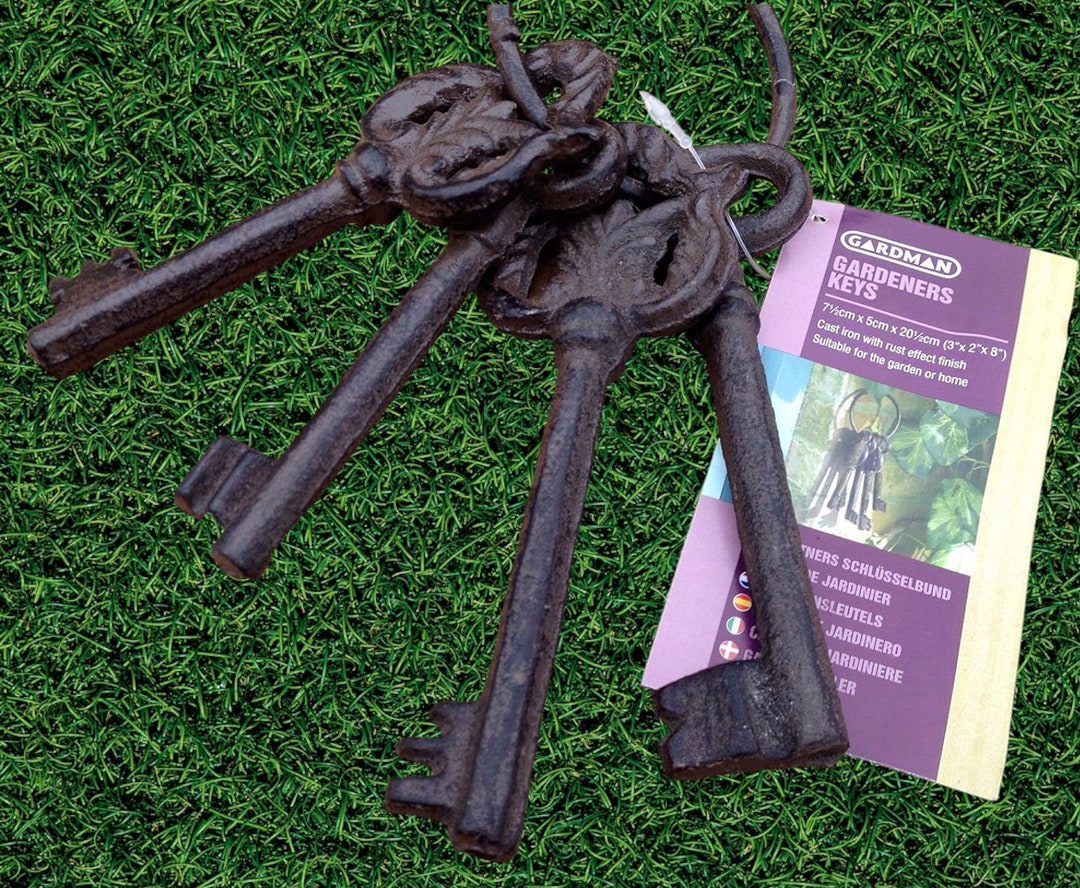 Large Cast Iron Keys (set of 4) Rustic Vintage Garden Patio Fireplace ...