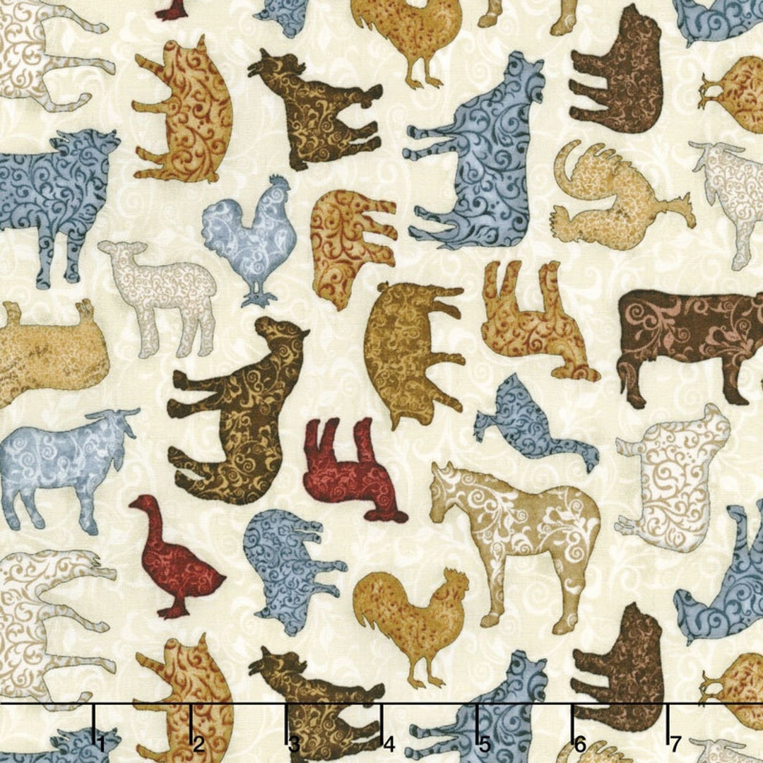 25981-E Bountiful Farm Animals on Beige. Priced by the Half Yard. - Etsy