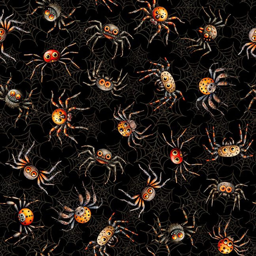 Jeepers Creepers 31015J Spiders Black. Priced by the Half Yard. - Etsy