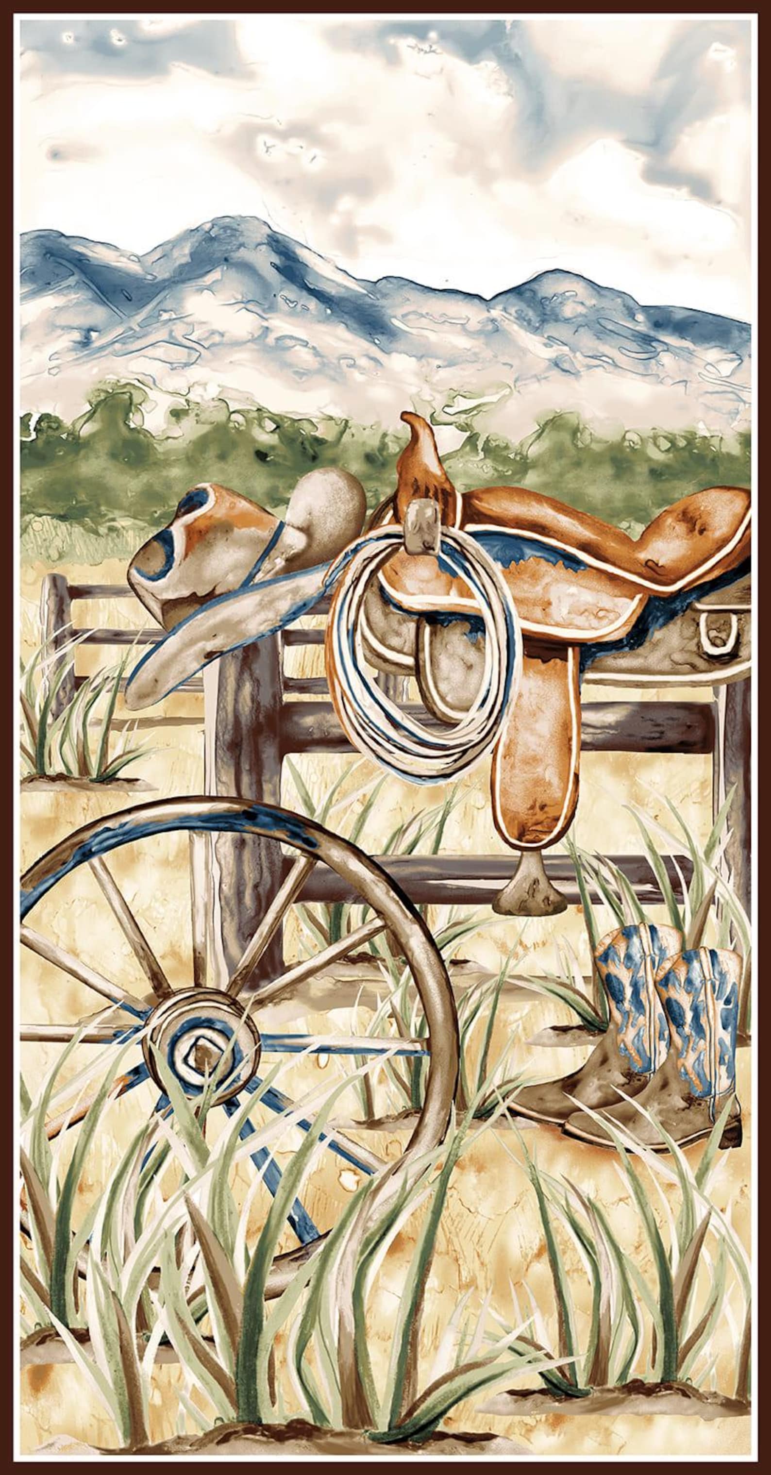 Western View - Henry Glass 1604P-33 Western Panel 24" - Etsy