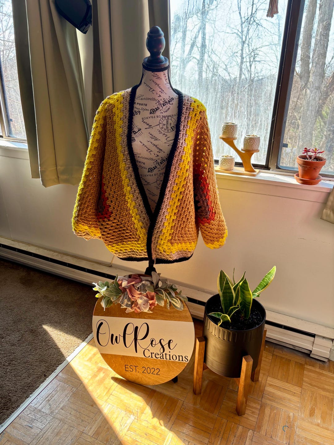 Sunflower Crochet Cardigan for Women, Sunflower Sweater, Yellow Crochet ...