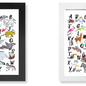 Alphabet Animals, Wild Animals, Animal ABC, Watercolor Nursery Decor ...