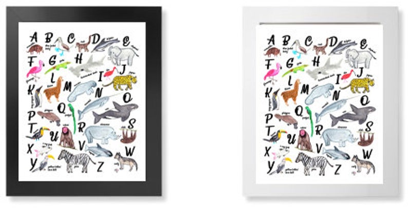 Alphabet Animals, Wild Animals, Animal ABC, Watercolor Nursery Decor ...