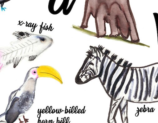 Alphabet Animals Wild Animals Animal ABC Watercolor Nursery - Etsy