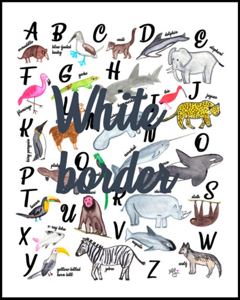 Alphabet Animals, Wild Animals, Animal ABC, Watercolor Nursery Decor ...