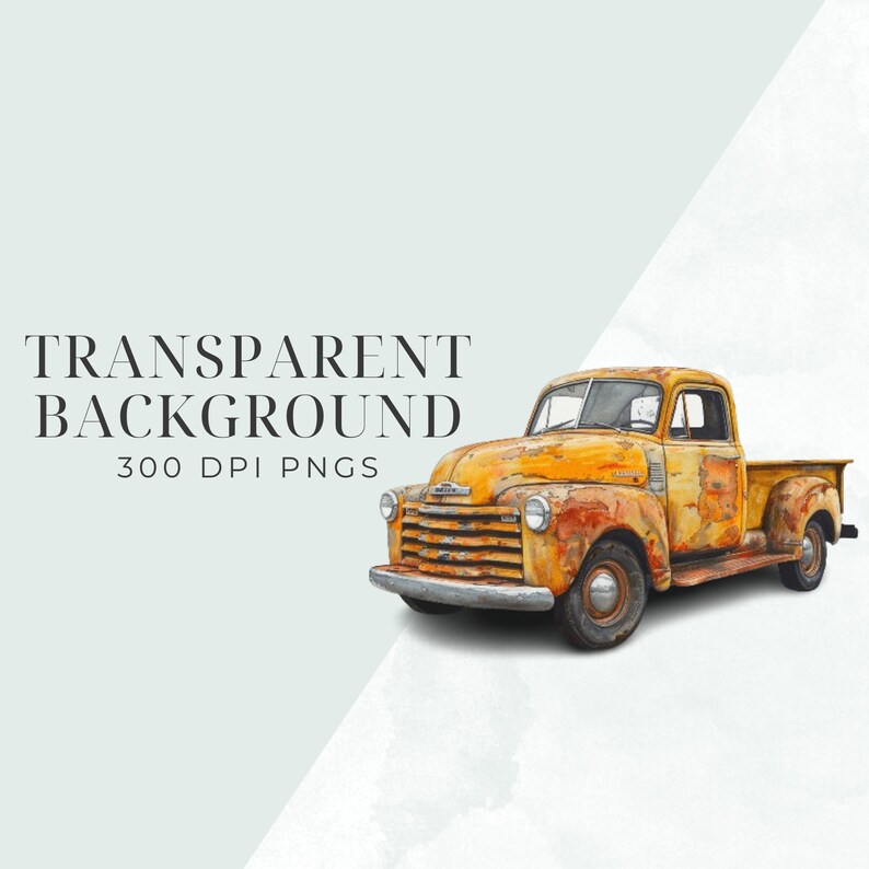 Rusty Trucks, Watercolor Clipart, 10 Images, for Commercial Use ...